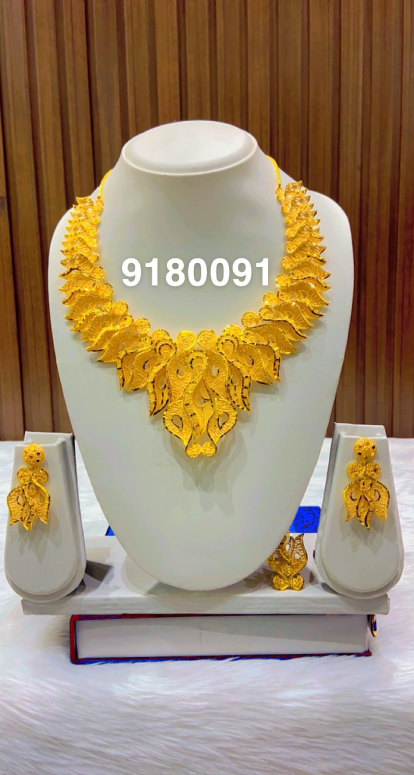 Amazing African Long Trendy Necklace Set With Earring & Finger Ring Set ...