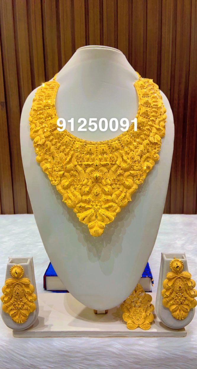 Amazing African Long Trendy Necklace Set With Earring & Finger Ring Set ...